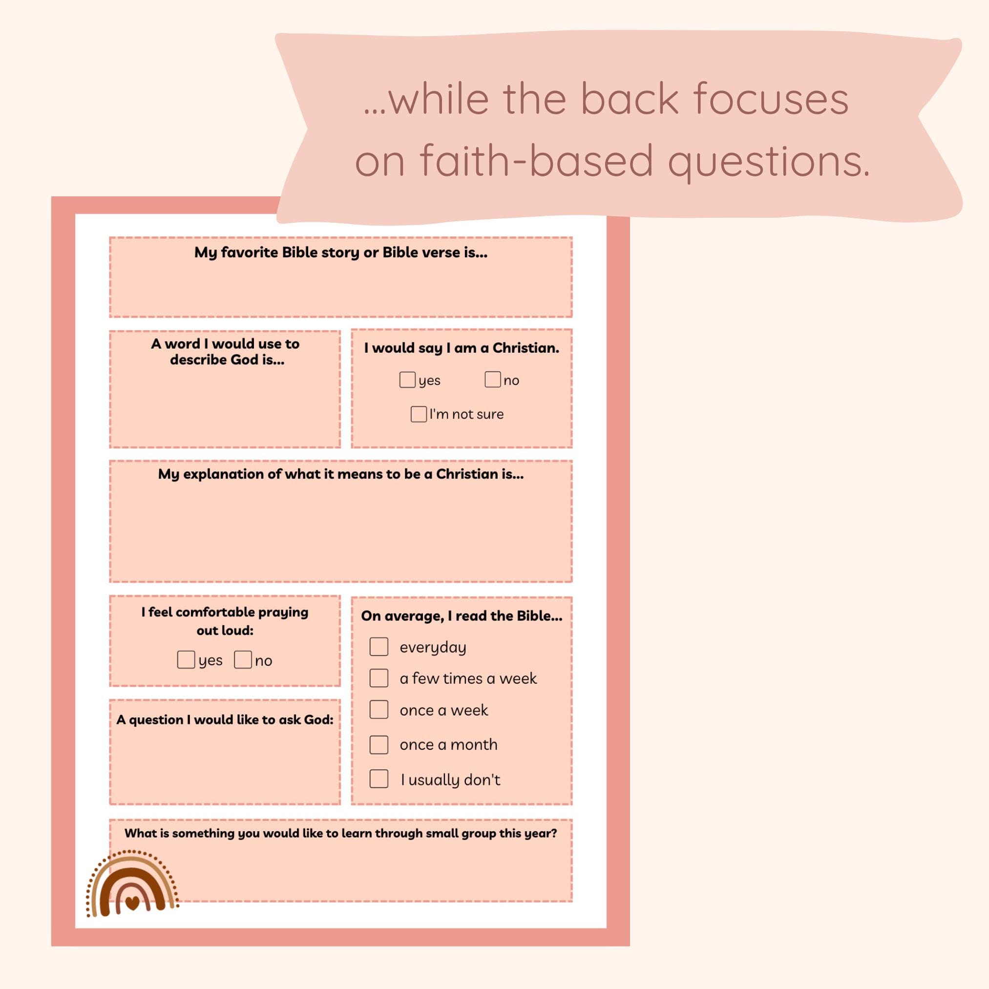 Christian All About Me Worksheet: Boho Rainbow Bible Study (PDF & JPG ...