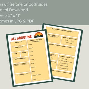 Christian All About Me Worksheet: Bible Study, Youth Group (PDF & JPG ...