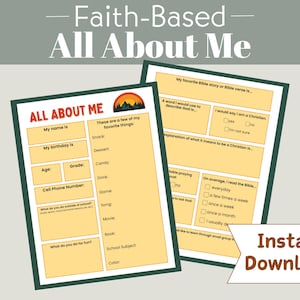 Christian All About Me Worksheet, Bible Study, Sunday School ...