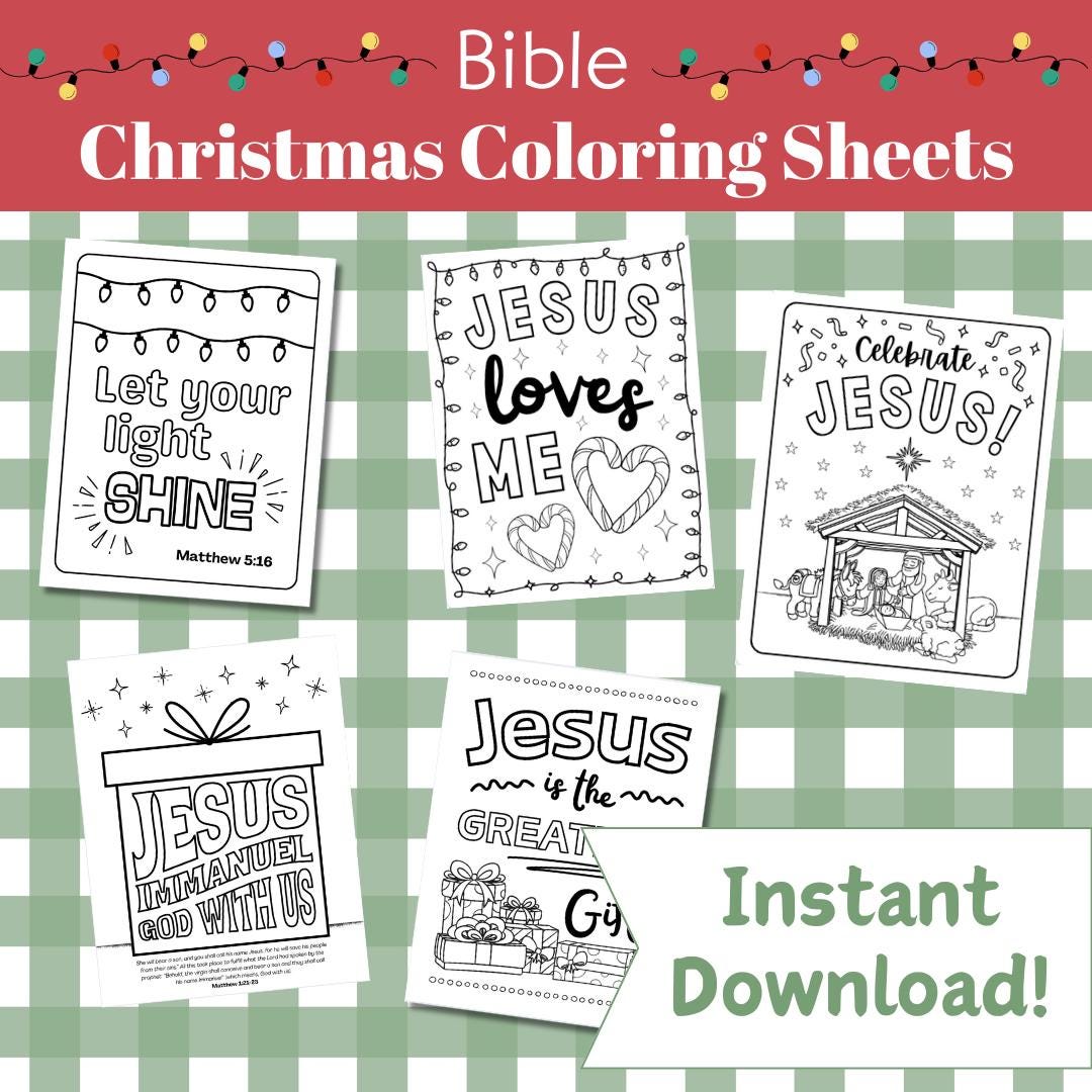 Christmas Christian Coloring Pages: Bible Sunday School Activity (PDF ...