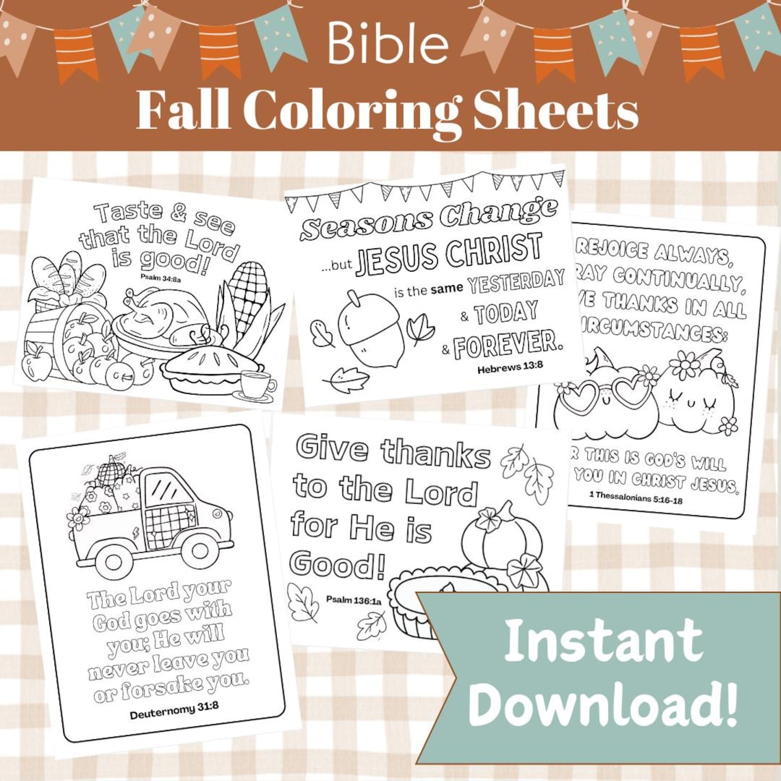 Fall Christian Coloring Pages: Bible Sunday School Activity (PDF) - Etsy