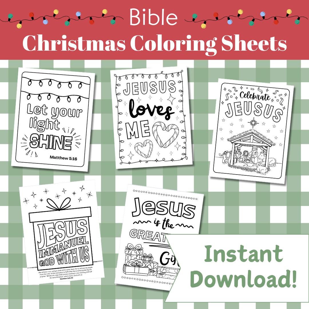 Christmas Christian Coloring Pages: Bible Sunday School Activity (PDF ...