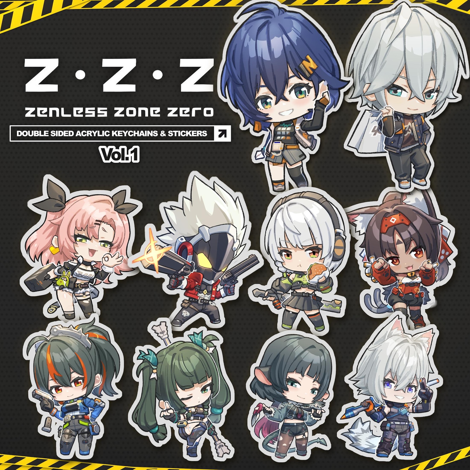 ZZZ Double Sided Acrylic Keychains & Sticker Pack Vol.1 - Etsy