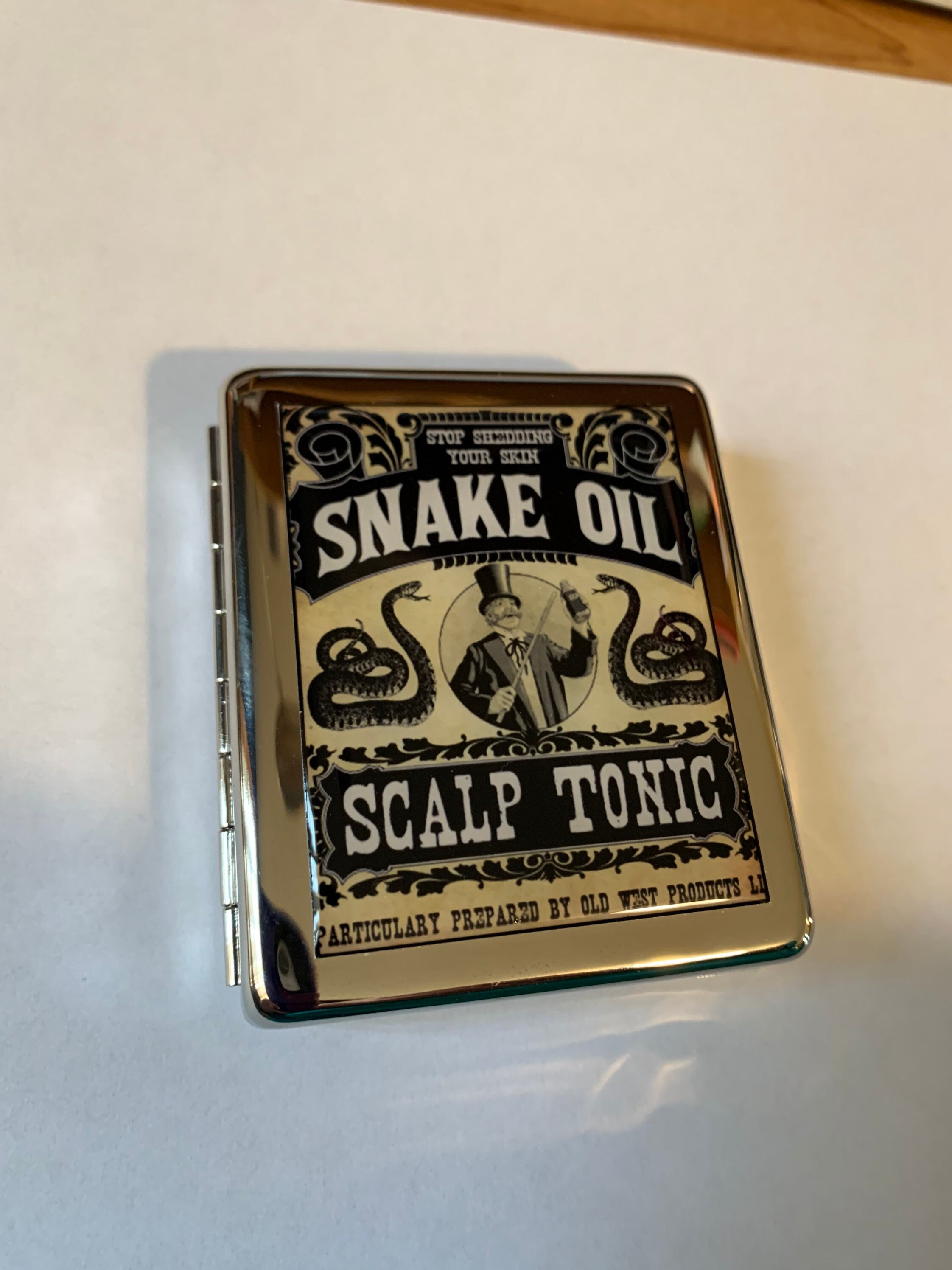 Vintage Snake Oil Label 8 Day Pill Box With Mirror | Etsy