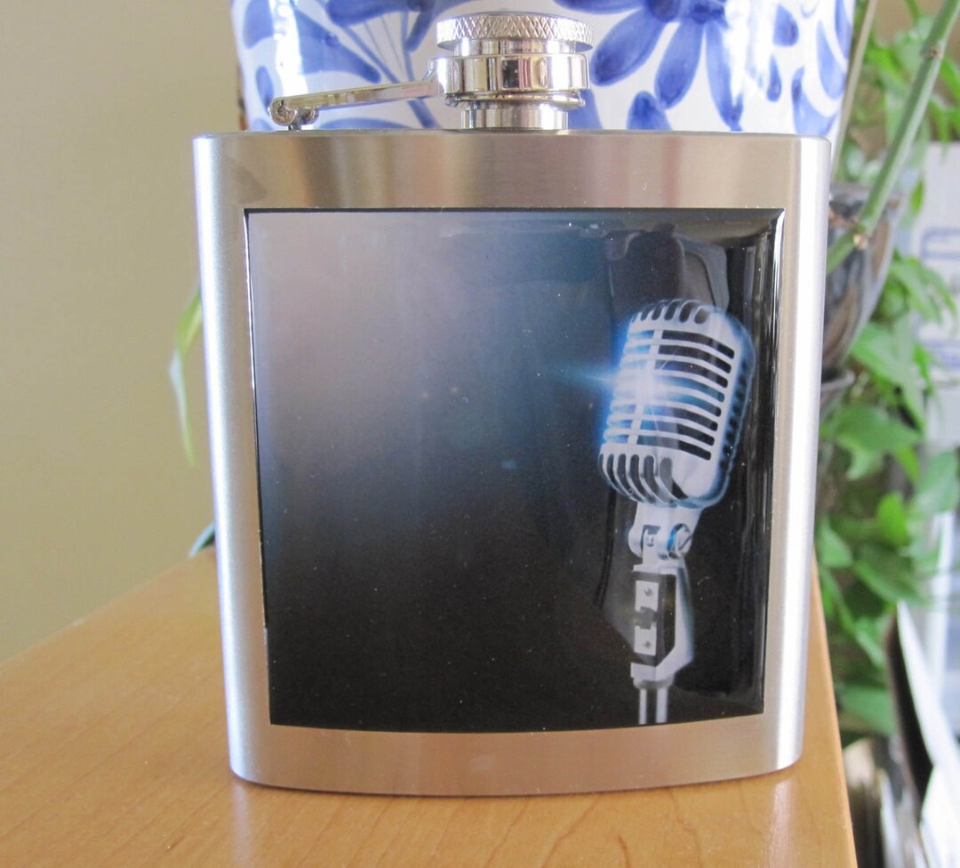 Vintage Retro Microphone 60's Liquor Hip Flask 6 Ounce - Etsy