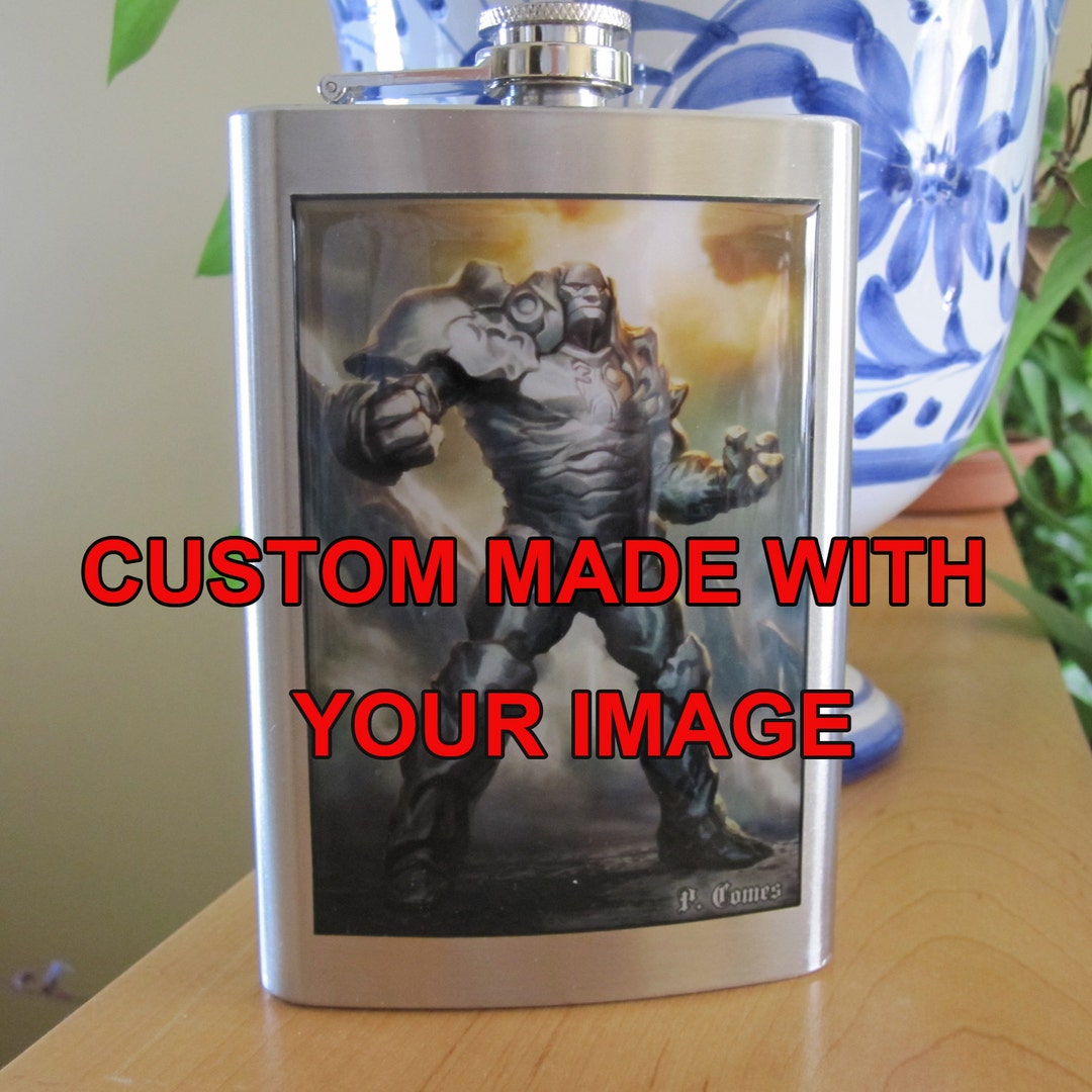 Custom Made 12 Oz Flask With Your Image Choice and or Personalized Text ...