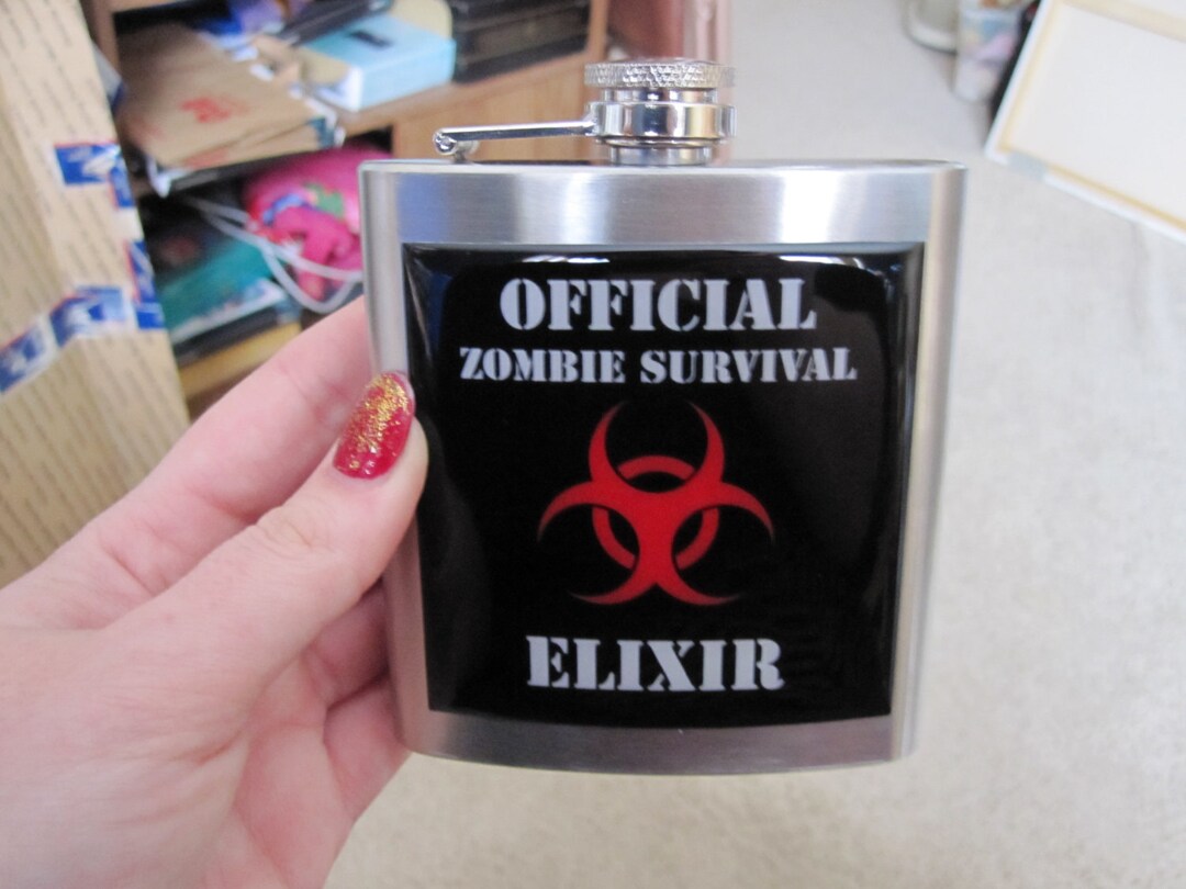 Zombie Elixer Survival Liquor Hip Flask - Etsy