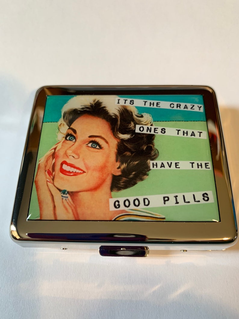 Vintage Poster Funny 7 Day Pill Box With Mirror - Etsy