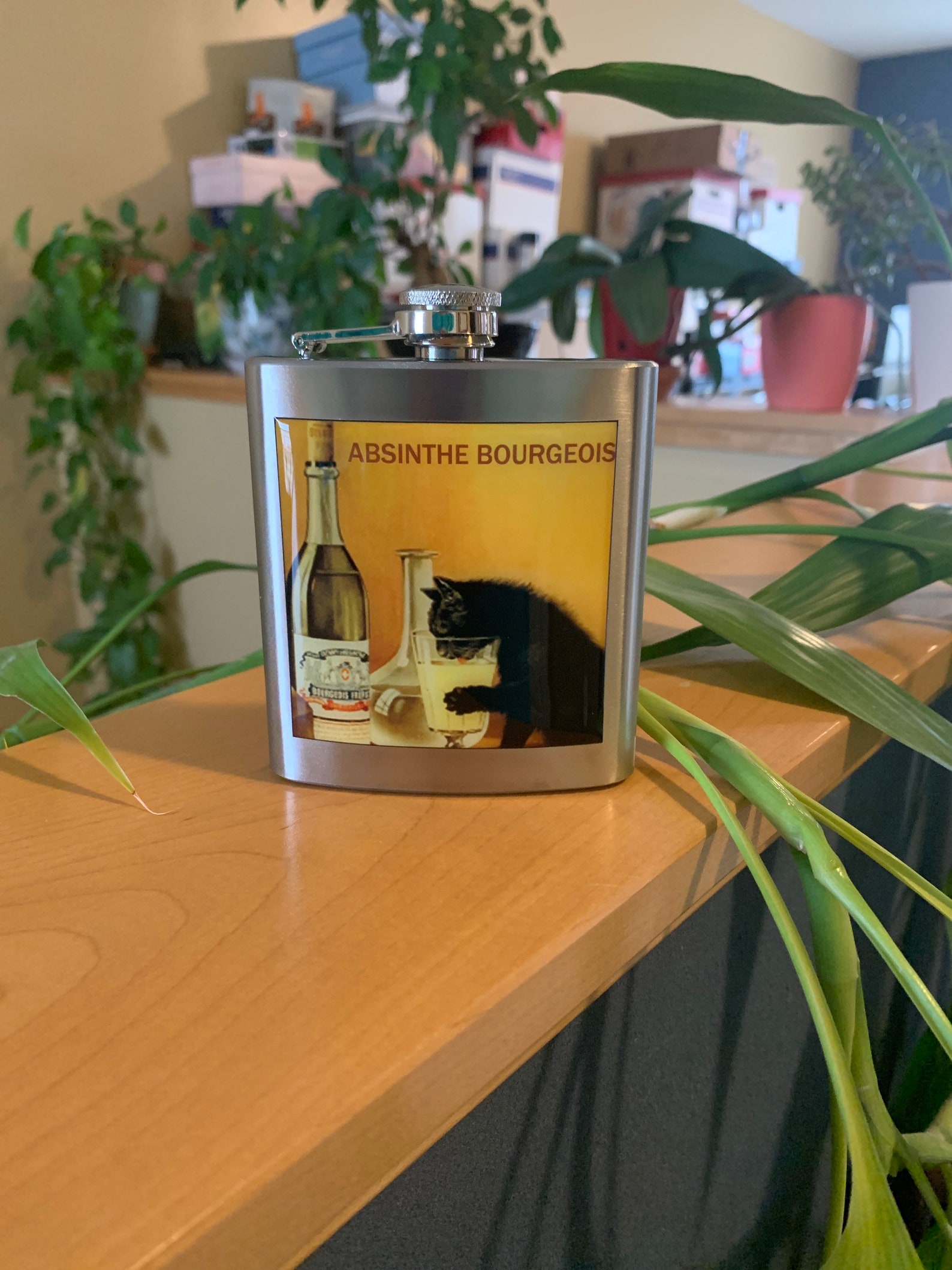 Absinthe Bourgeois Black Cat Hip Flask - Etsy