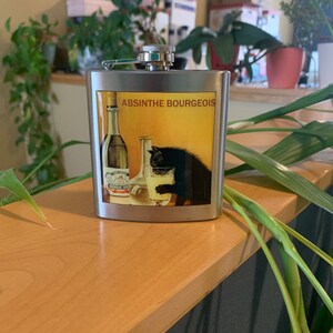 Absinthe Bourgeois Black Cat Hip Flask - Etsy