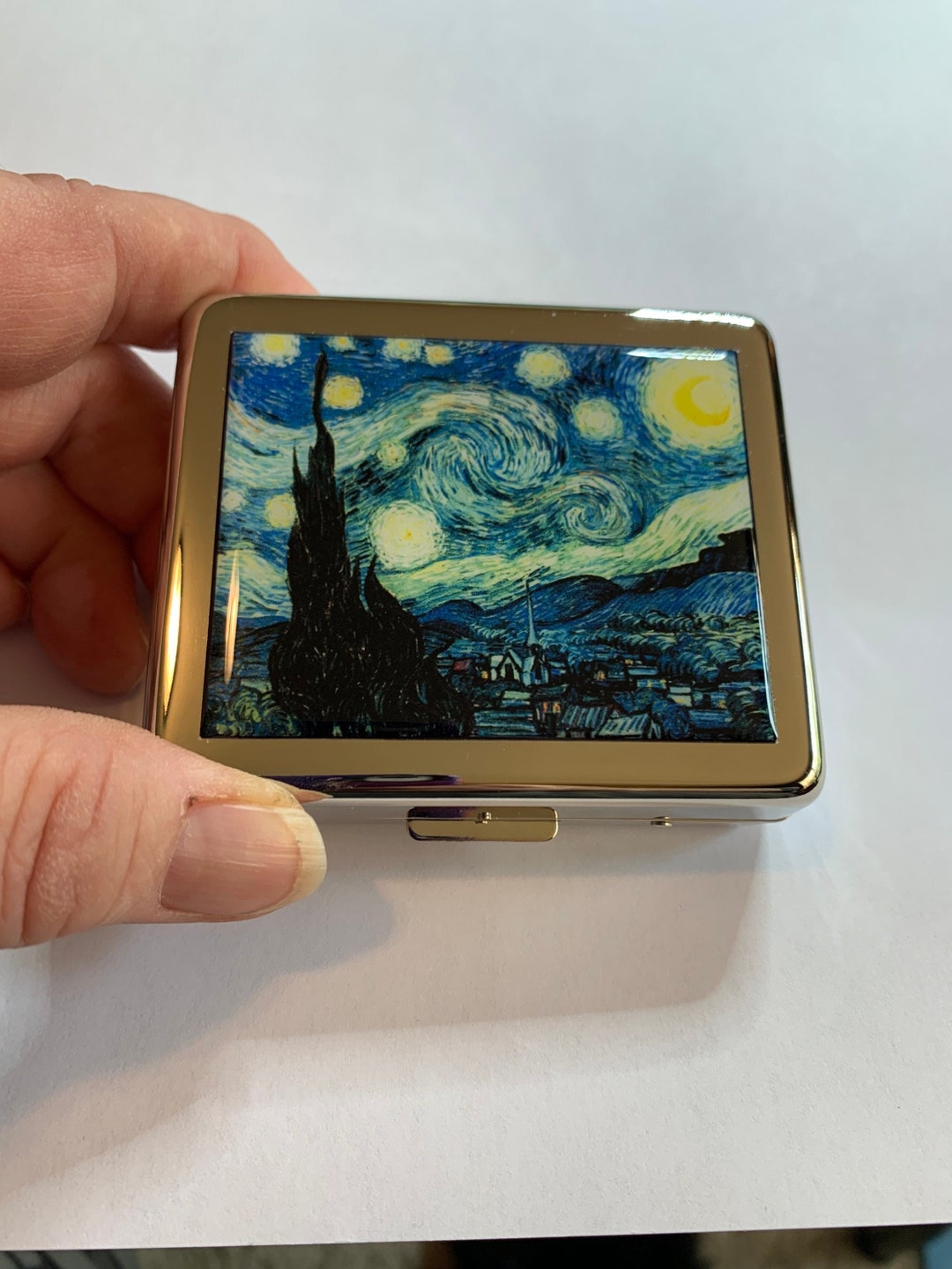 Starry Night 7 Day Pill Box With Mirror - Etsy