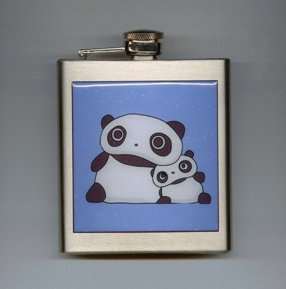 Tare Panda Bear Liquor Hip Flask Stainless Steel 6 Ounce | Etsy