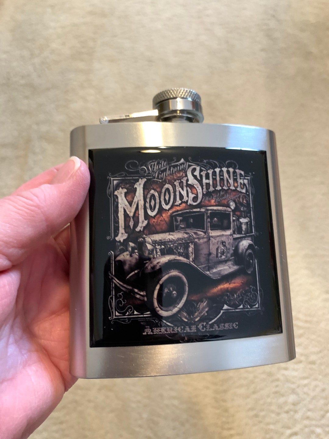 Vintage Moonshine Label Liquor Hip Flask White Lightning - Etsy