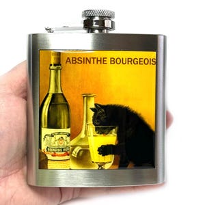 Absinthe Bourgeois Black Cat Hip Flask - Etsy