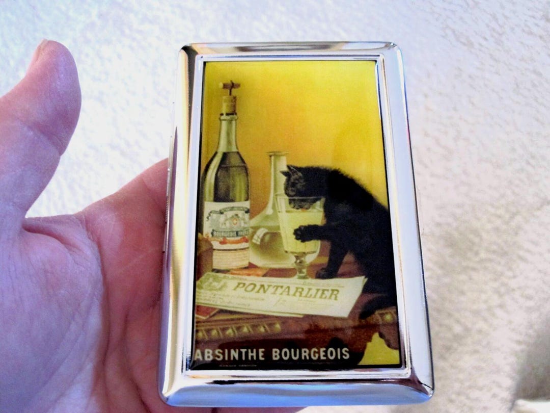 Absinthe Bourgeois Black Cat Cigarette or Card Case or Wallet Retro - Etsy