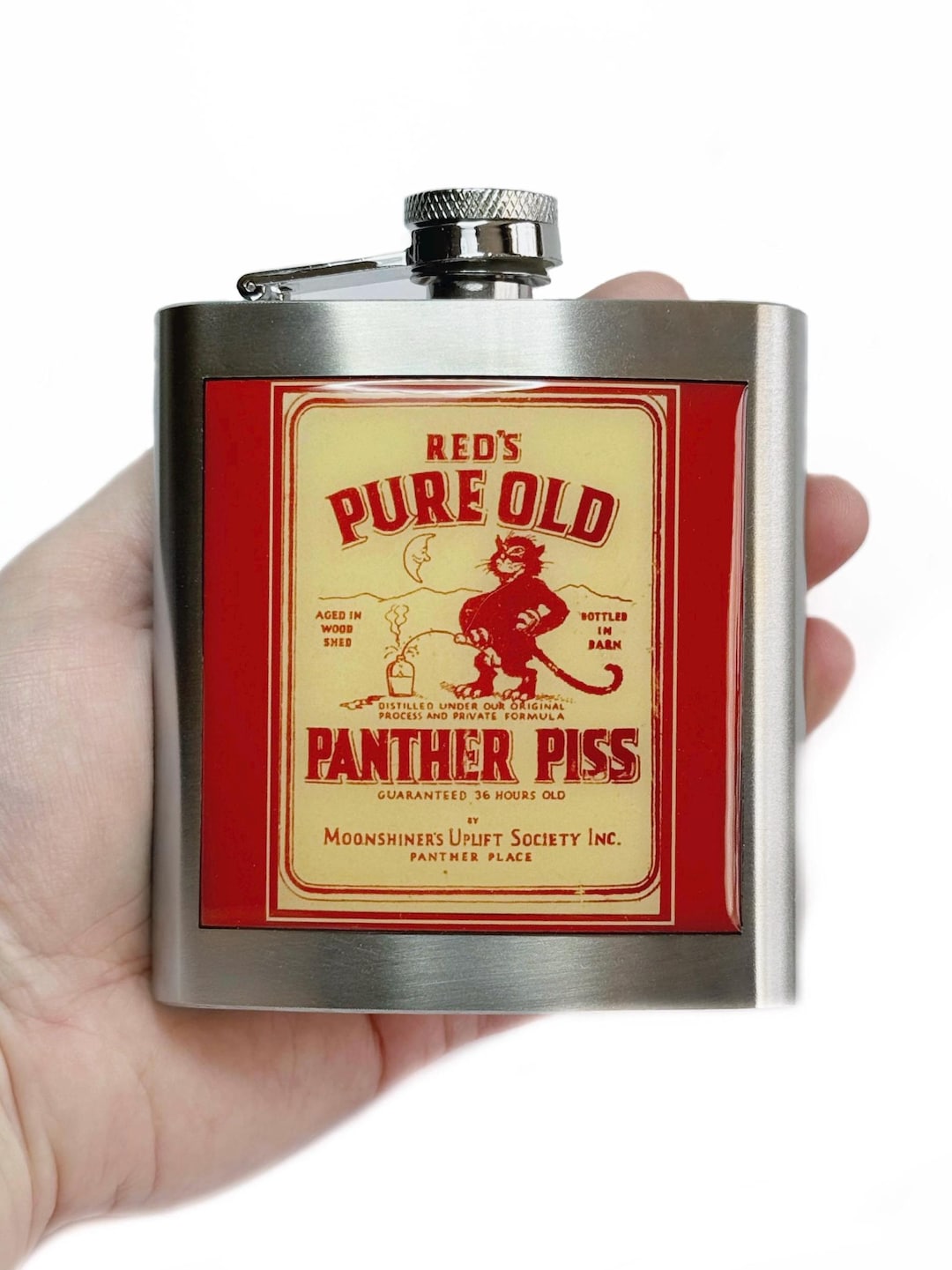 Vintage Moonshine Label Liquor Hip Flask Panther Piss 6 Ounce - Etsy