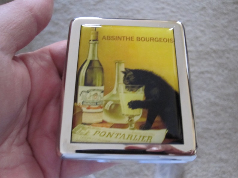 Absinthe Black Cat 8 Day Pill Box With Mirror - Etsy