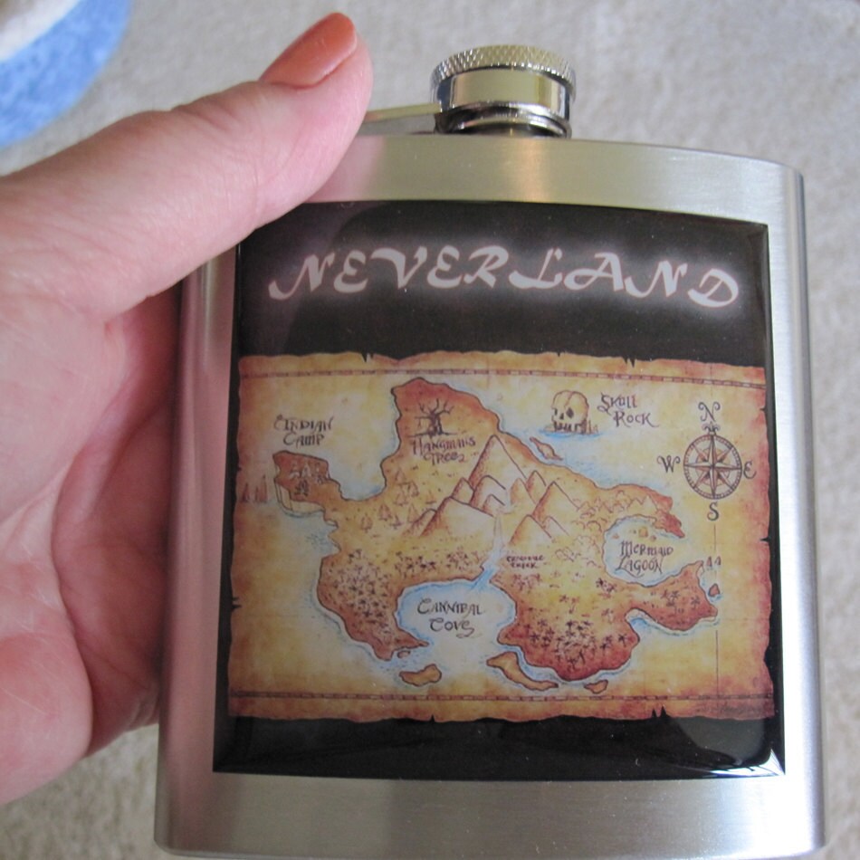 Neverland Map Liquor Hip Flask Stainless Steel 6 Ounce - Etsy