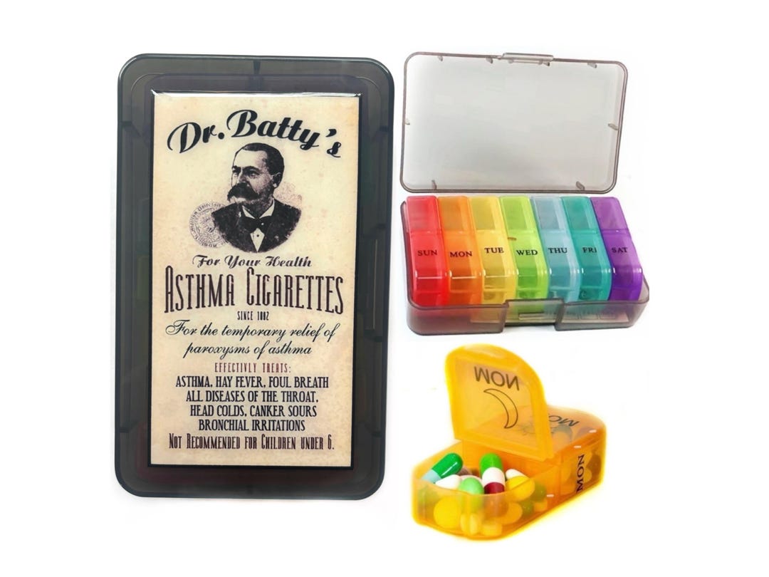Vintage Label Asthma Cigarettes 7 Day 2 a Day Pill Box - Etsy