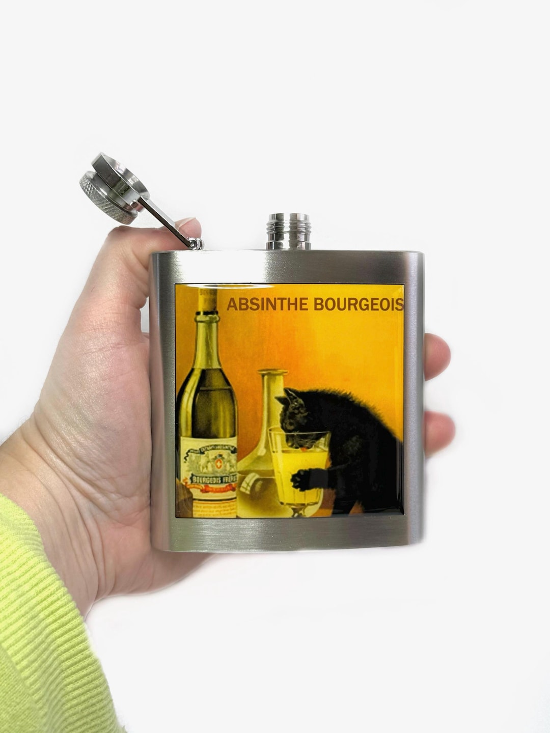 Absinthe Bourgeois Black Cat Hip Flask - Etsy