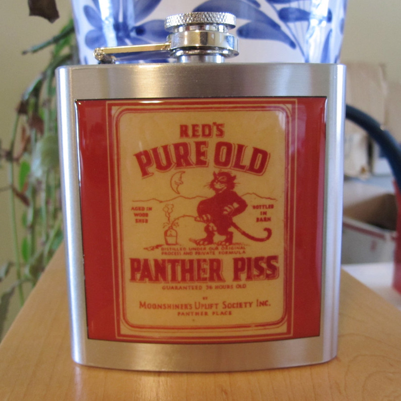 Vintage Moonshine Label Liquor Hip Flask Panther Piss 6 Ounce - Etsy
