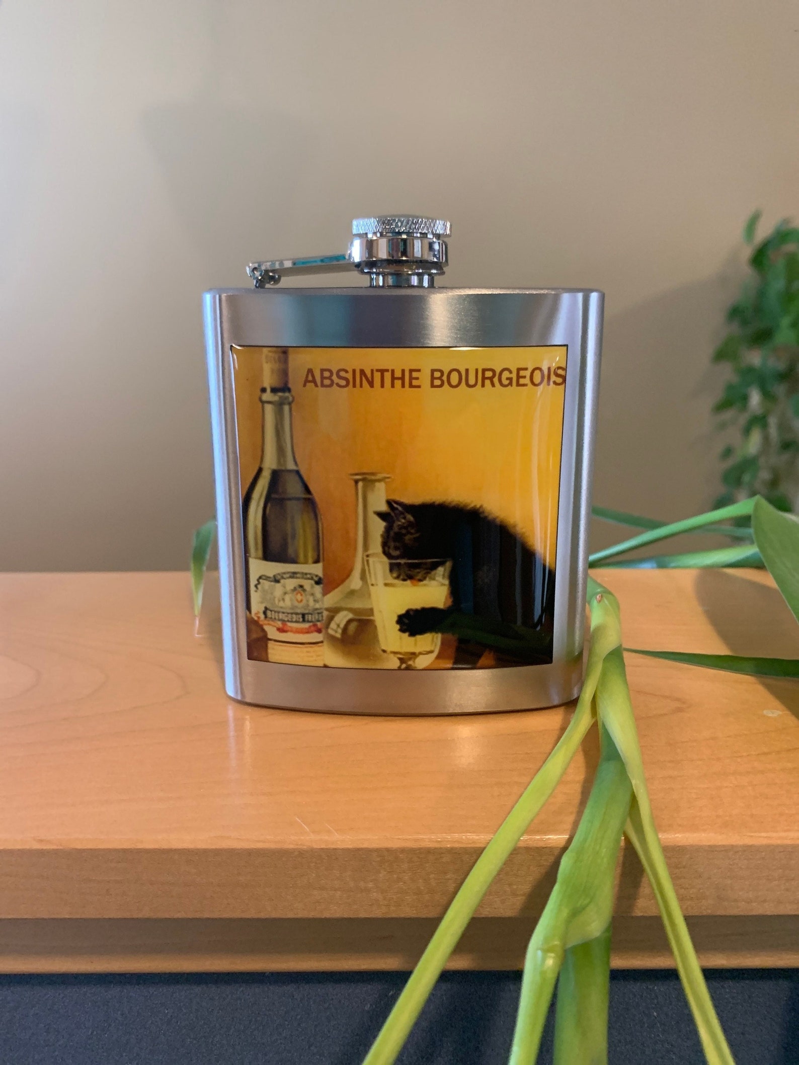 Absinthe Bourgeois Black Cat Hip Flask - Etsy