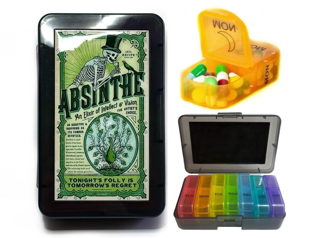 Absinthe Skeleton Vintage Belle Epoque Poster 7 Day 2 a Day Pill Box - Etsy