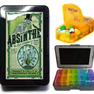 Absinthe Skeleton Vintage Belle Epoque Poster 7 Day 2 a Day Pill Box - Etsy
