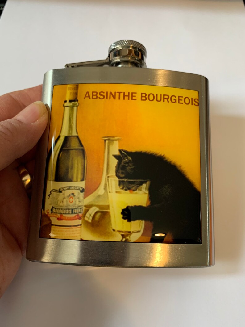 Absinthe Bourgeois Black Cat Hip Flask - Etsy