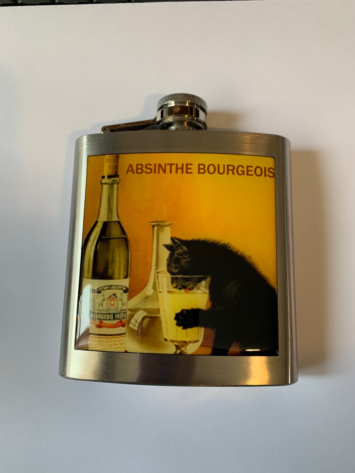Absinthe Bourgeois Black Cat Hip Flask - Etsy