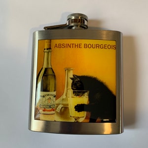 Absinthe Bourgeois Black Cat Hip Flask - Etsy