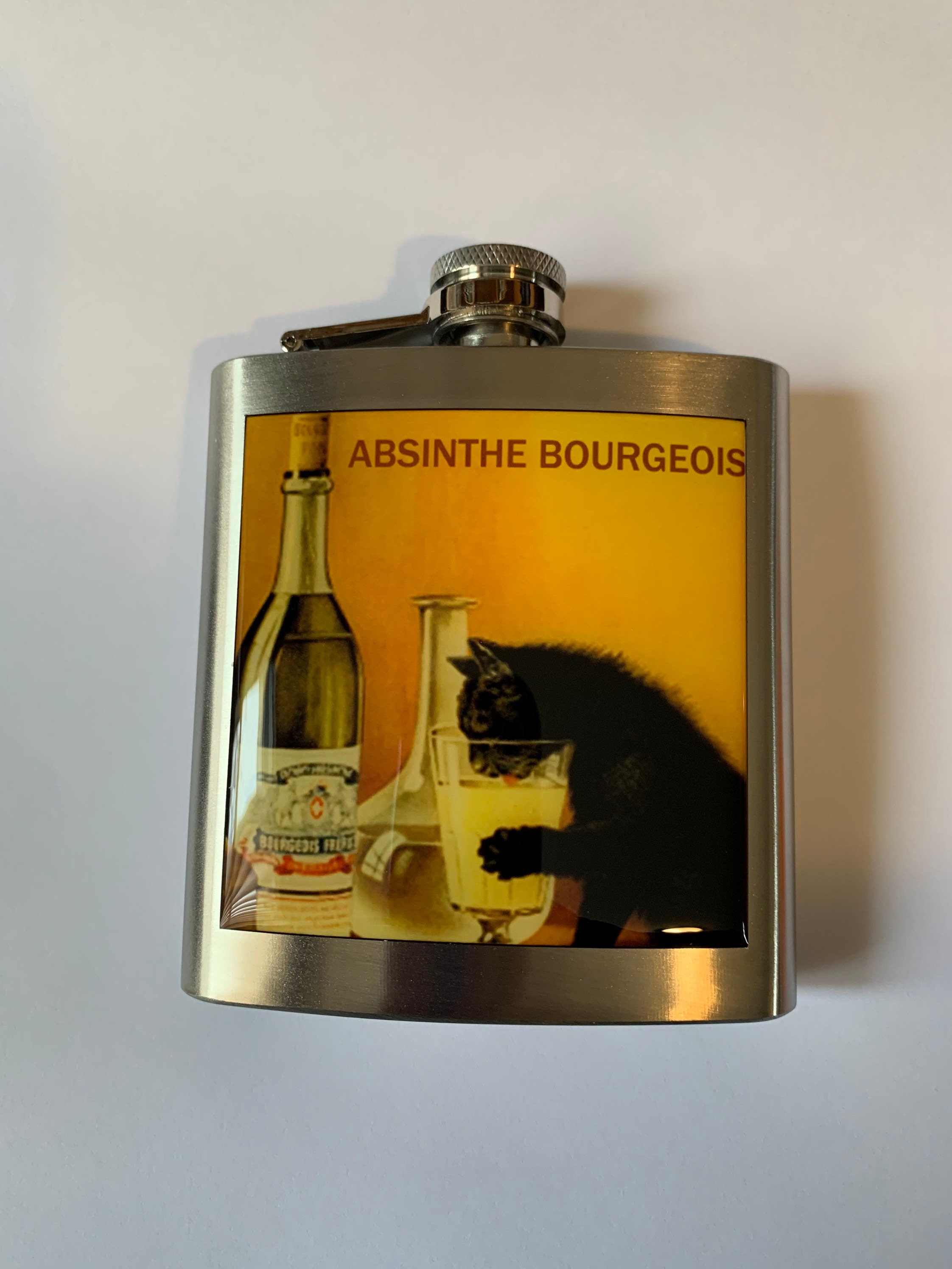 Absinthe Bourgeois Black Cat Hip Flask | Etsy