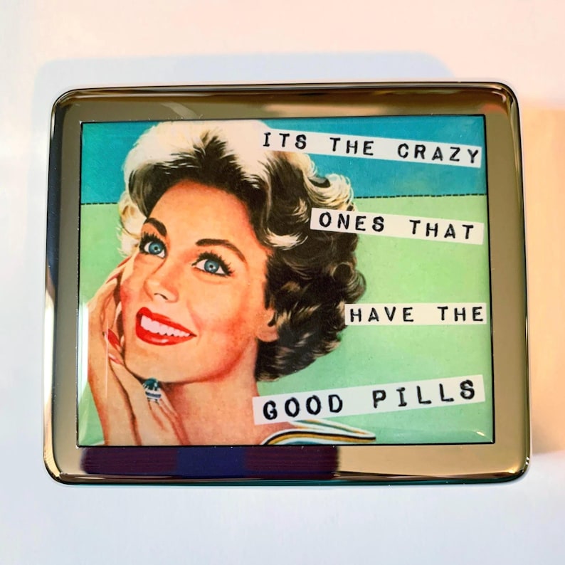 Vintage Poster Funny 7 Day Pill Box With Mirror - Etsy