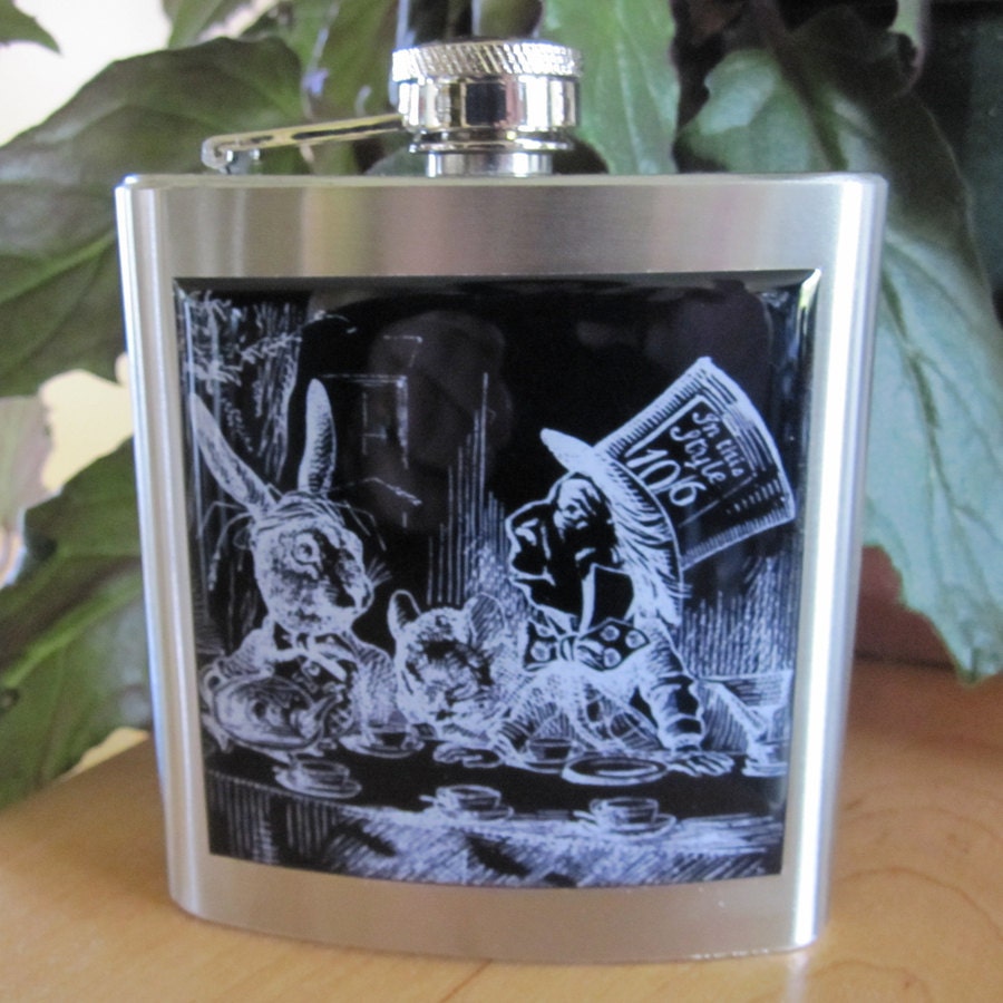 Alice in Wonderland Mad Hatter and March Hare Liquor Hip Flask | Etsy