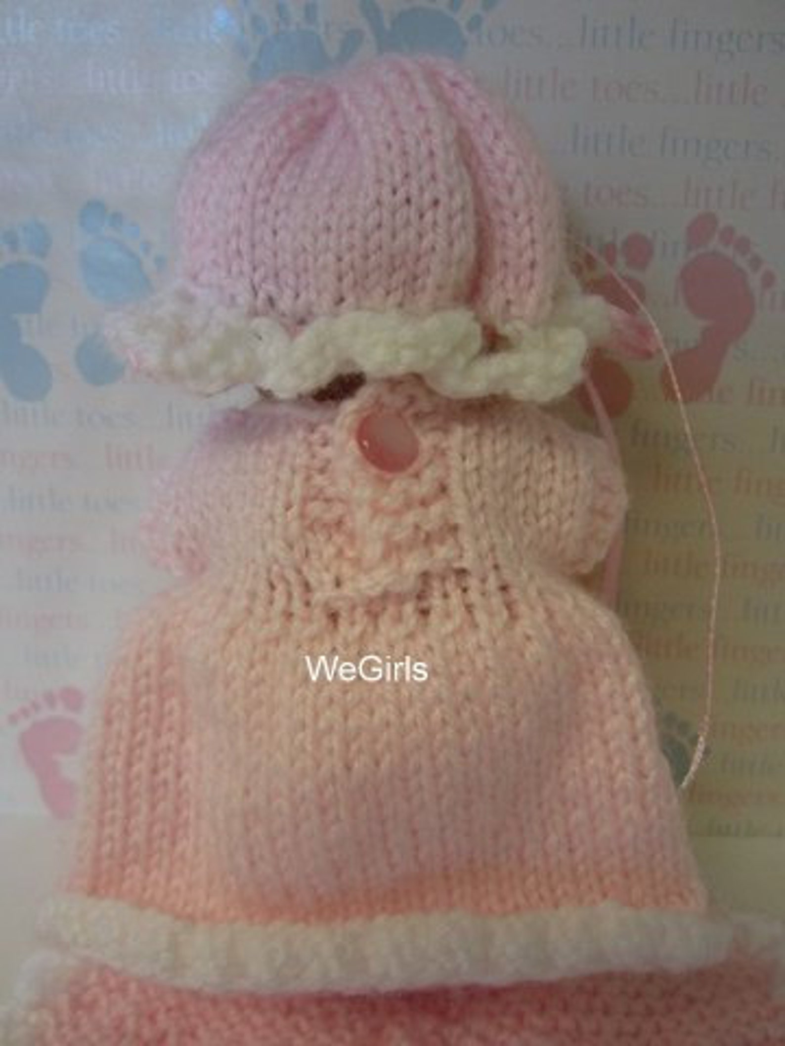 Knit Pattern Nightgown, Bloomers, Mop Cap & Blanket for 5 Inch ...