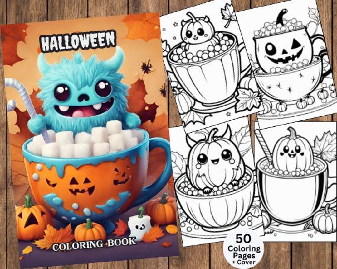 Halloween Dessert Coloring Pages, Spooky Treats, Halloween Coloring ...