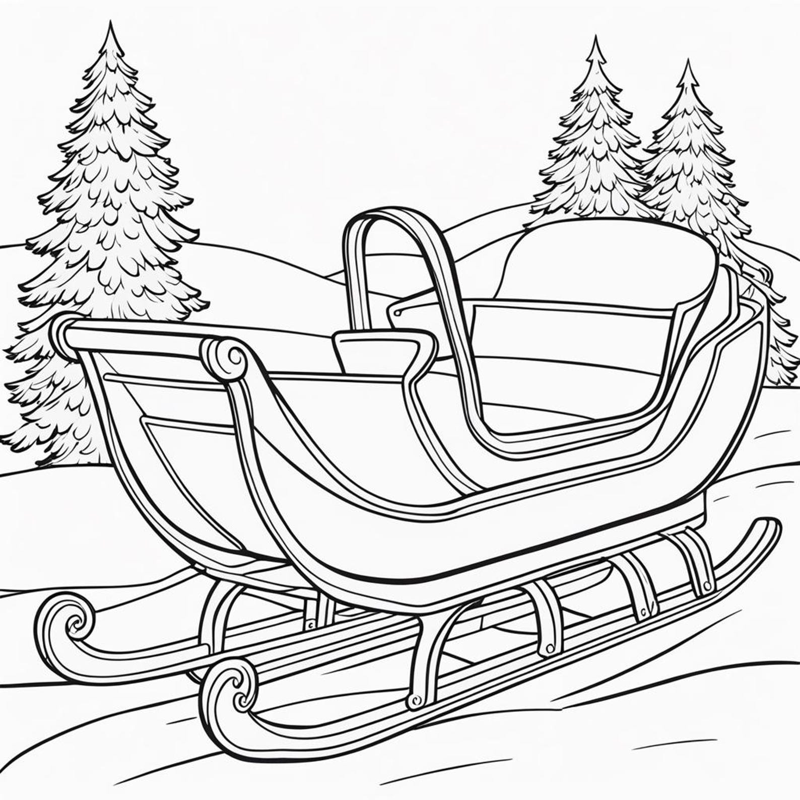 Santa's Sleigh Coloring Page, Santa Sleigh Coloring, Sleigh Coloring ...