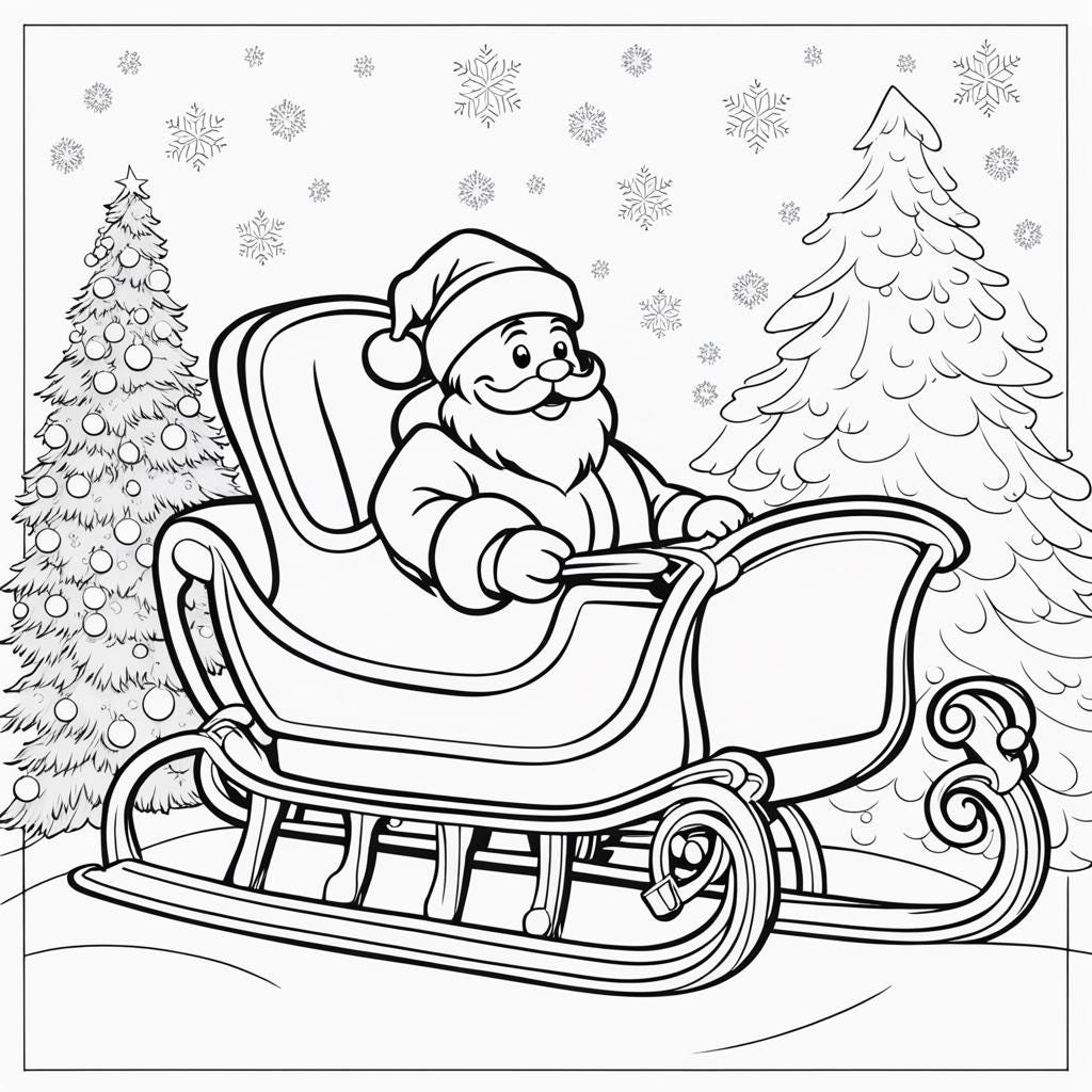 Santa's Sleigh Coloring Page, Santa Sleigh Coloring, Sleigh Coloring ...