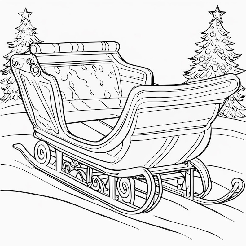 Santa's Sleigh Coloring Page, Santa Sleigh Coloring, Sleigh Coloring ...
