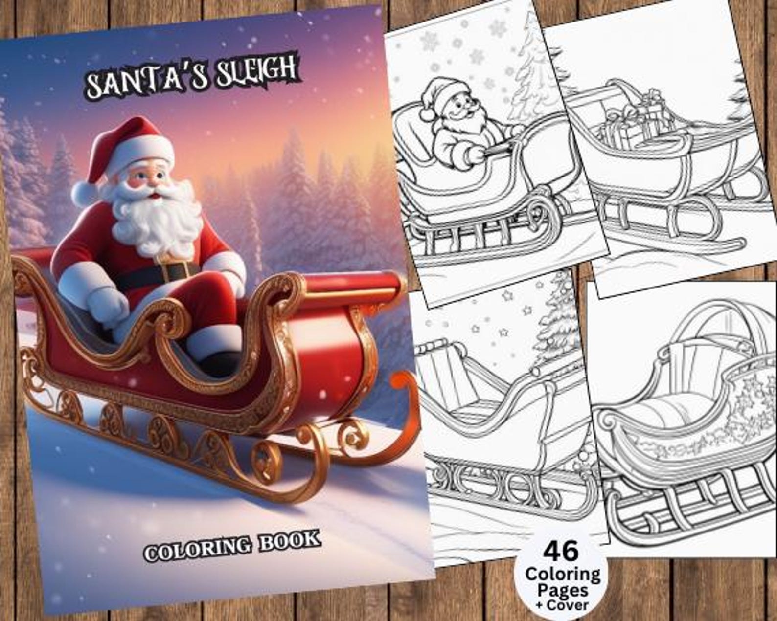 Santa's Sleigh Coloring Page, Santa Sleigh Coloring, Sleigh Coloring ...