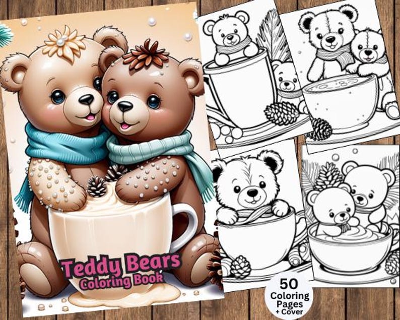 Teddy Bear Coloring Page, Christmas Coloring Page, Pumpkin Spice ...