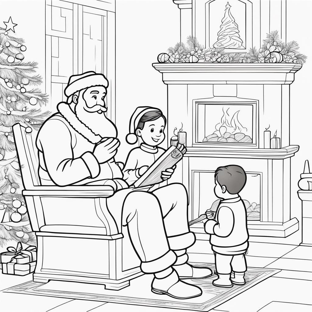 Santa Coloring Pages, Christmas Coloring Pages, Christmas Printable ...