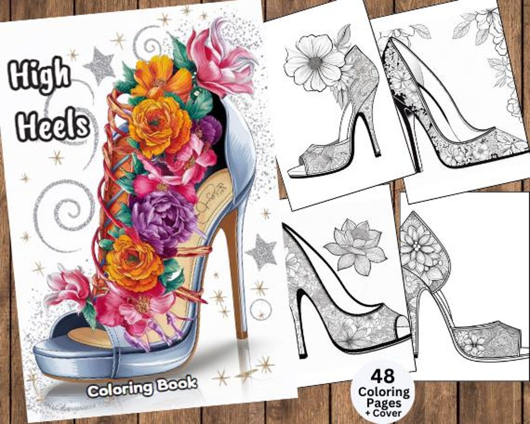 High Heel Coloring Pages, Shoes Coloring, Elegant Heels Coloring, Fancy ...
