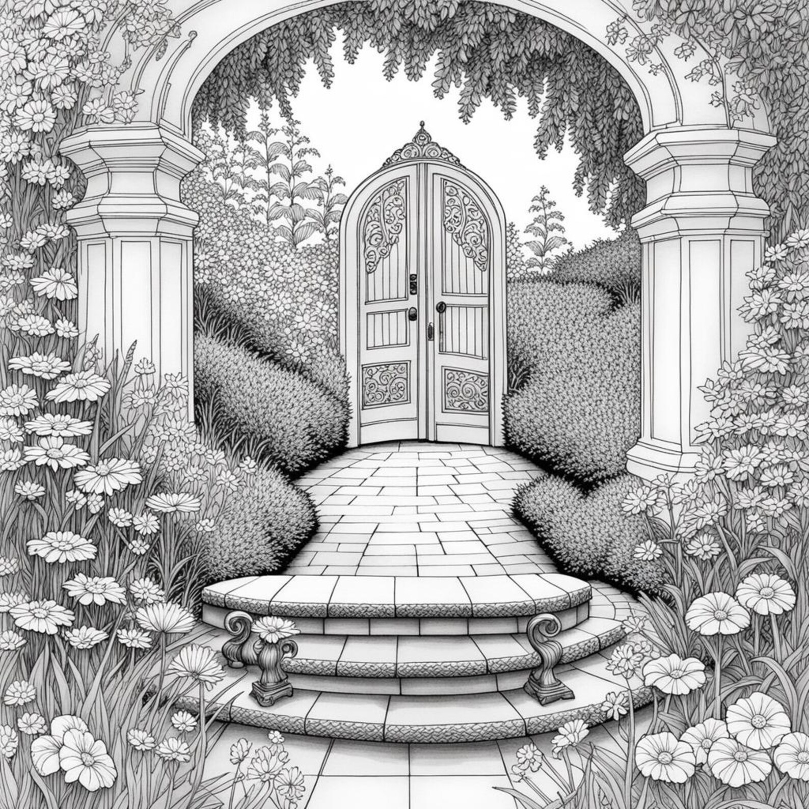 Secret Garden Coloring, Garden Coloring Page, Secret Garden Coloring ...