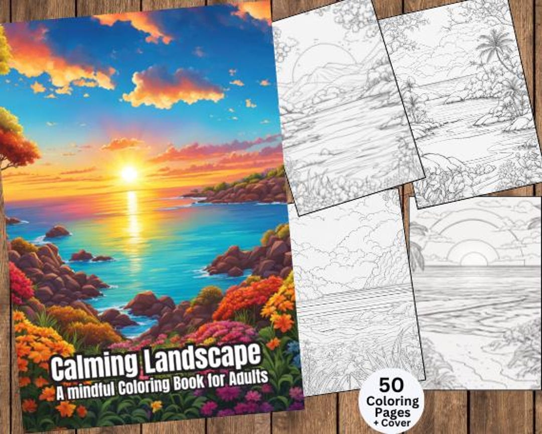 Calming Landscape Coloring, Relaxing Scenery Coloring, Nautical ...