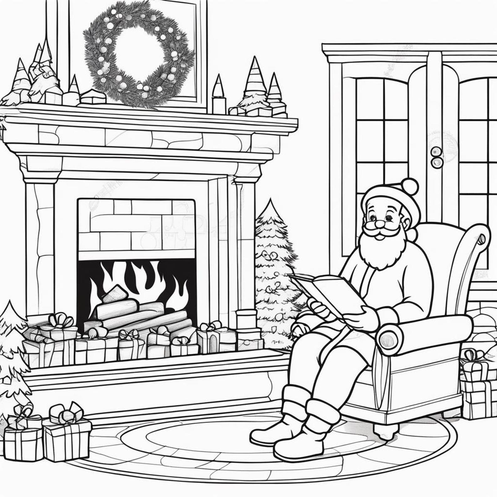 Santa Coloring Pages, Christmas Coloring Pages, Christmas Printable ...