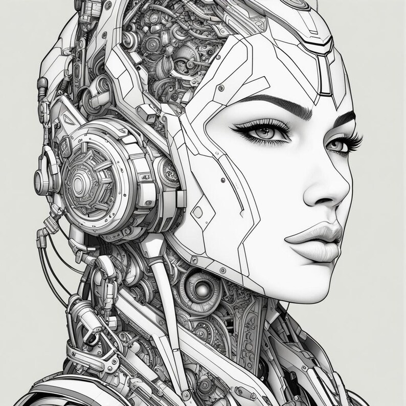 Cyborg Coloring, Futuristic Coloring, Superhero Coloring, Sci-fi ...