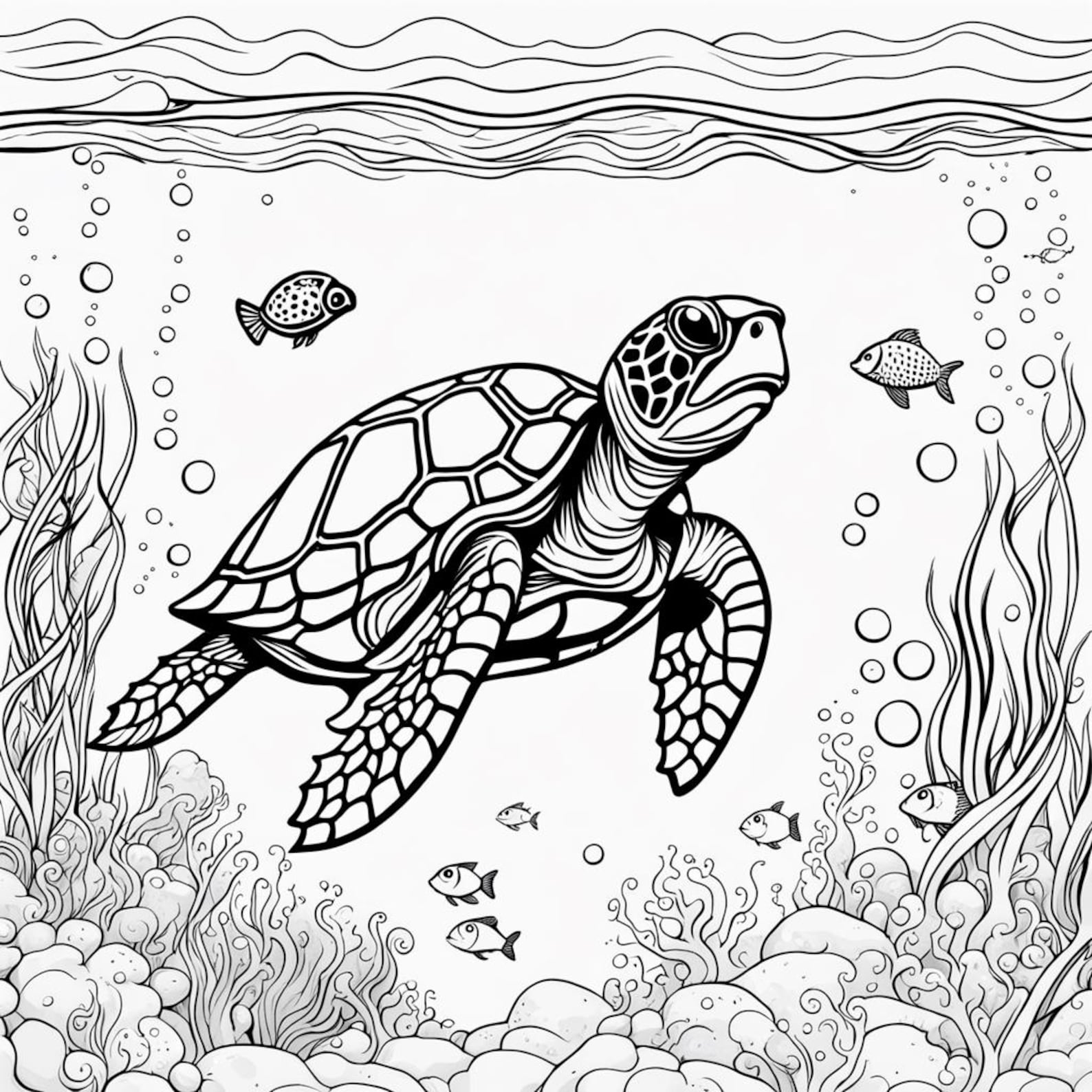 Turtle Coloring Page, Animal Coloring Page, Sea Turtle Coloring, Kids ...