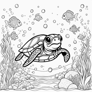 Turtle Coloring Page, Animal Coloring Page, Sea Turtle Coloring, Kids ...
