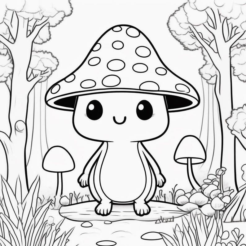 Kawaii Mushrooms Coloring, Mushroom Coloring, Mushroom Coloring Pages ...